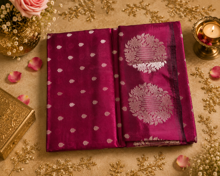 Chiniya silk saree – SRUTVA - Divine drapes, eternal stories